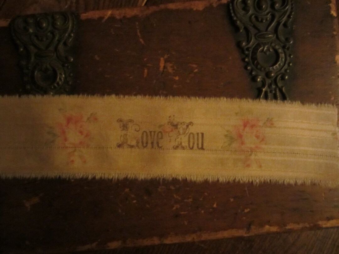 Hand Stamped Tattered Fabric Ribbon Patch Embellishment Faded - Etsy