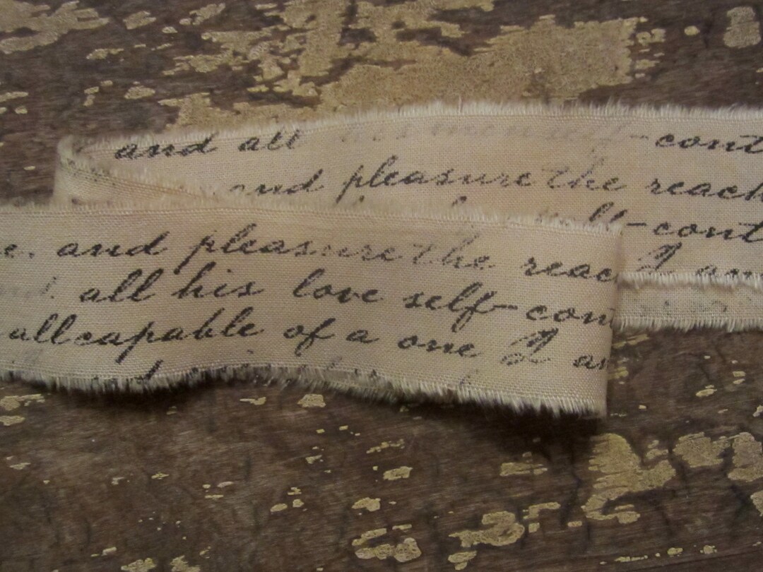 Tattered Aged Fabric Ribbon Romantic Love Letter Script Valentines Day ...