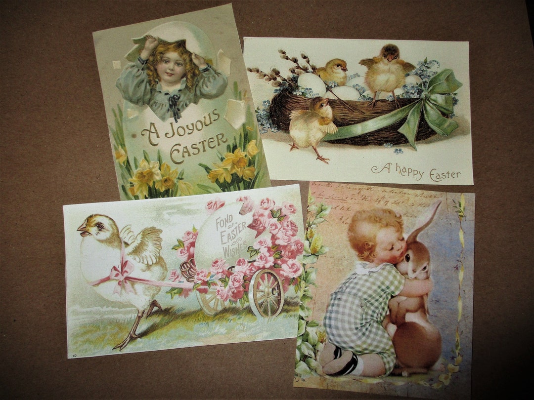 Shabby Vintage Easter Fabric Images Crazy Quilt Junk Journal Embellishment Set of 4 - Etsy