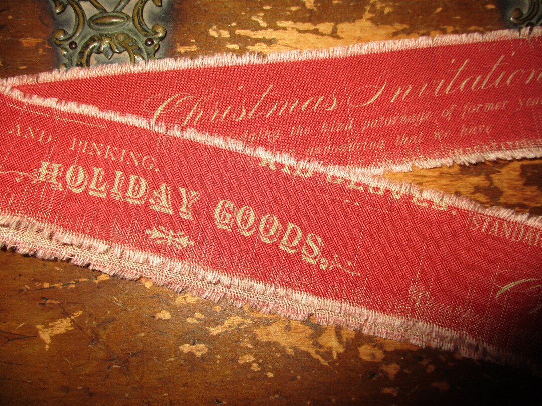 Tattered Aged Fabric Ribbon Nostalgic Christmas Red Holiday Goods - Etsy