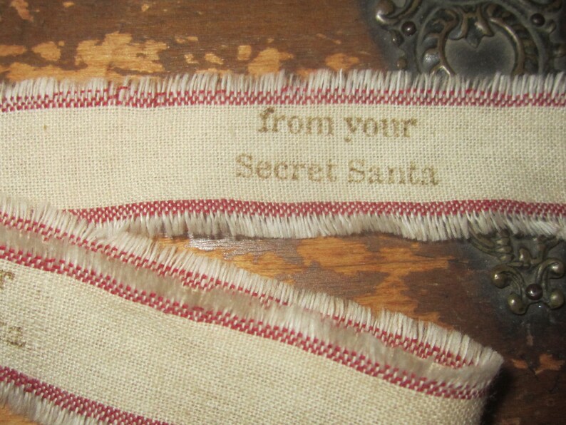 Hand Stamped Aged Red Ticking Tattered Christmas Ribbon From - Etsy