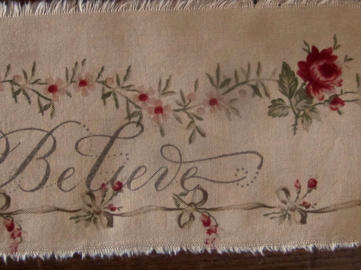 Hand Stamped Tattered Christmas Fabric Ribbon Patch - Etsy