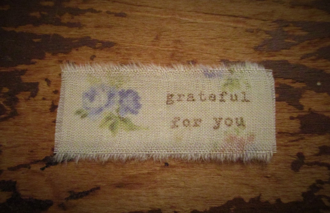 Hand Stamped Tattered Fabric Ribbon Patch Embellishment Butter Yellow ...