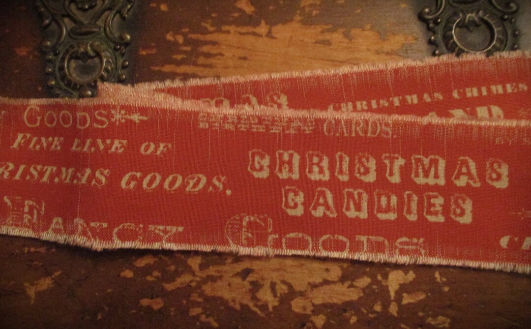 Tattered Aged Fabric Ribbon Nostalgic Christmas Red Christmas - Etsy