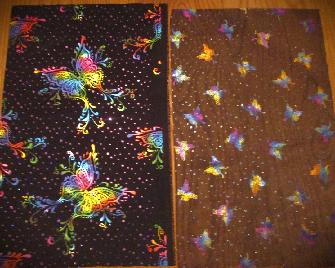 Crazy Quilt Fabric Sampler Metallic Foil Rainbow Butterfy Fabric - Etsy