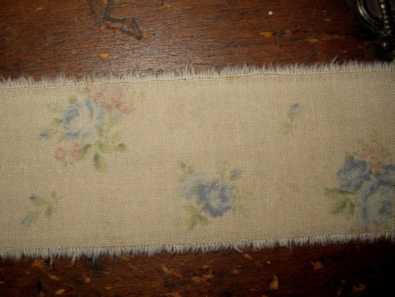 Tattered Tea Stained Fabric Ribbon Dainty Blue and Pink Tossed - Etsy