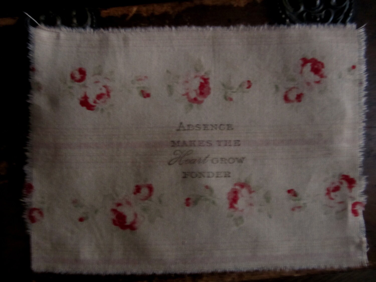 Hand Stamped Tattered Fabric Ribbon Patch Embellishment Rose | Etsy