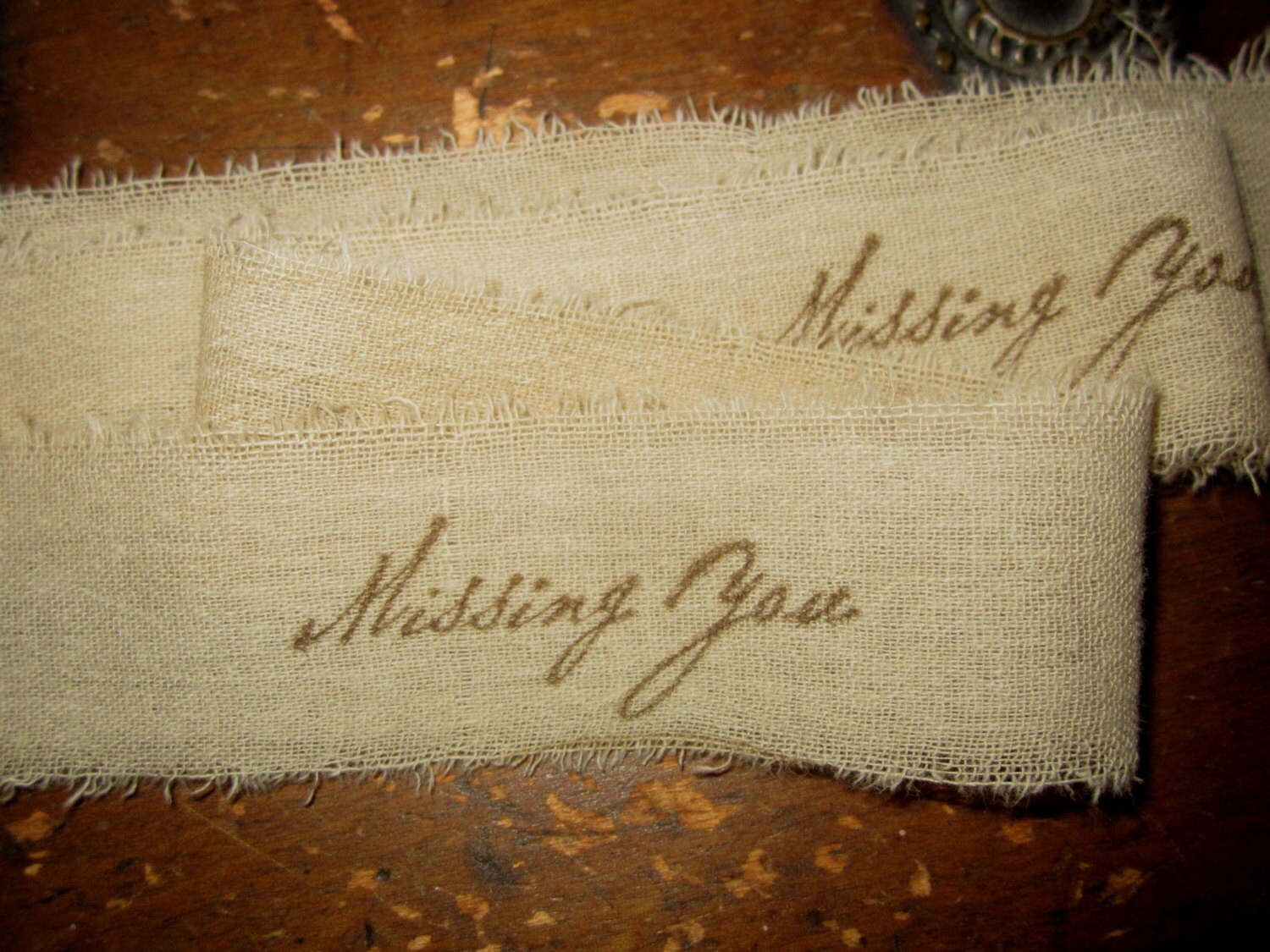Hand Stamped Tattered Aged Fabric Ribbon Rustic Romance - Etsy
