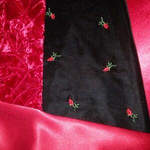 Crazy Quilt Fabric Sampler Romantic Red & Black Rosebud Velvet Rayon ...