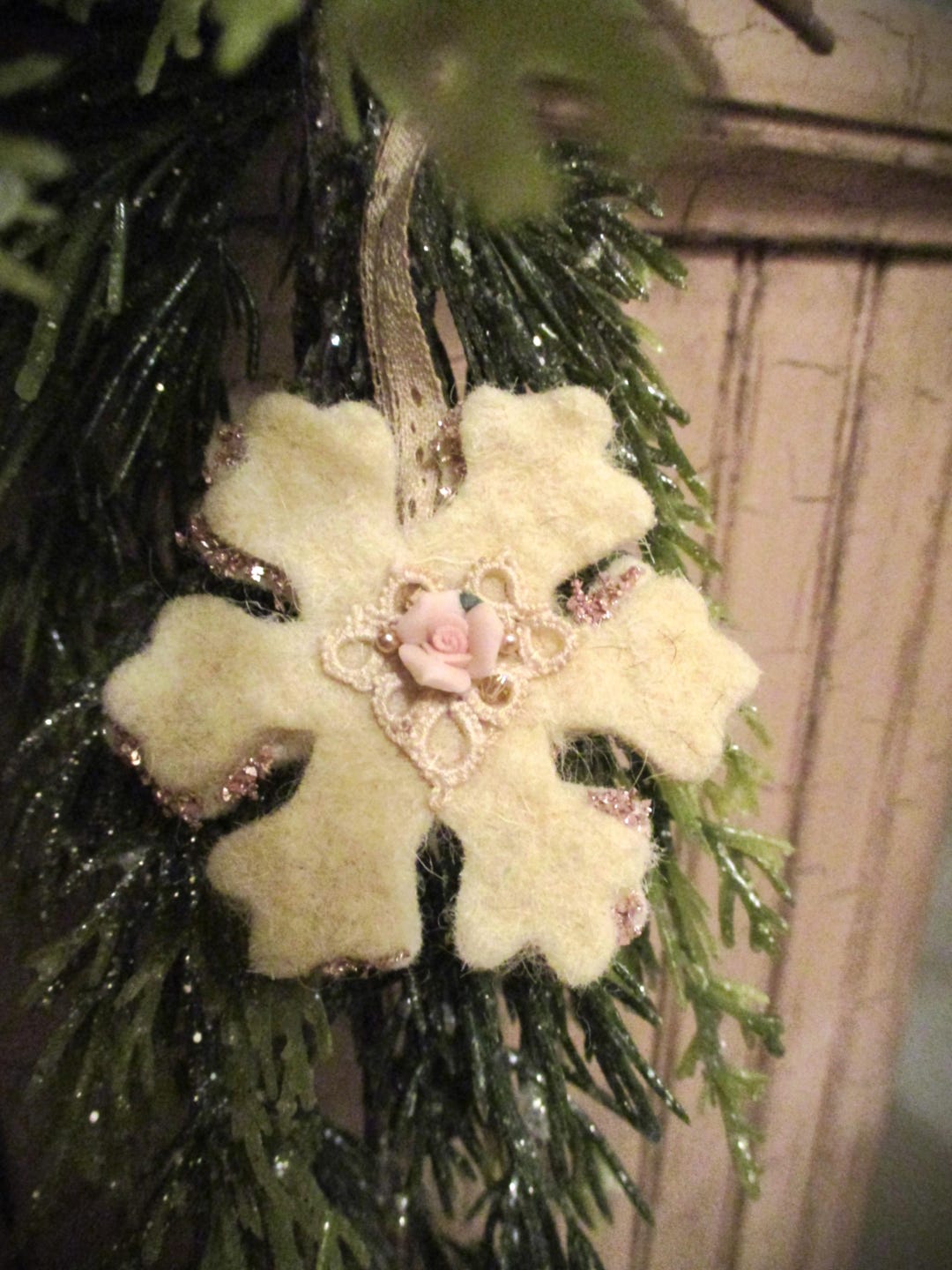 Vintage Lace Collage Victorian Snowflake Ornament Small/petite Shabby ...