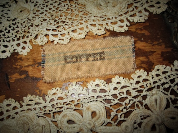 Hand Stamped Tattered Fabric Ribbon Patch Embellishment Worn | Etsy