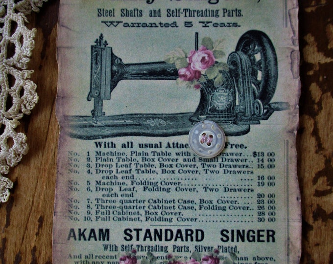 Junk Journal Embellishment Button Card Singer Sewing Theme Vintage ...