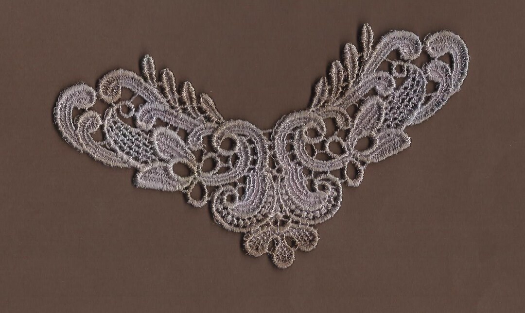 Hand Dyed Edwardian Scroll Venise Lace Applique Vintage Lavender Patina ...