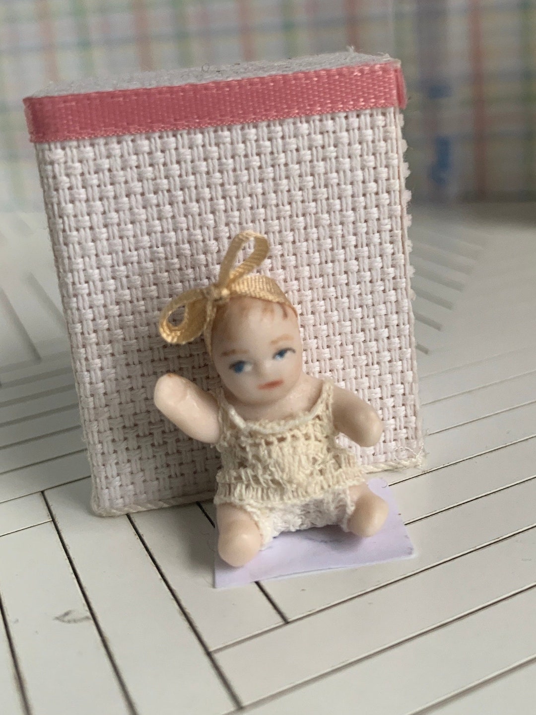 Micro Mini Adorable Porcelain Baby Doll Tiny Itty Bitty Sitting Baby ...