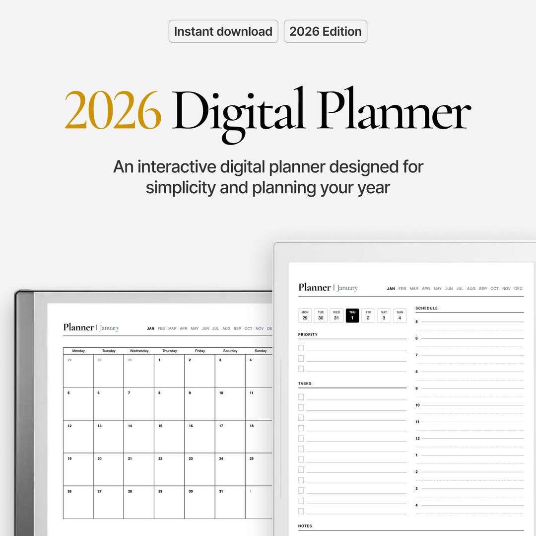 2026 Digital Planner PDF | Hyperlinked Daily/monthly/yearly Planner for ...