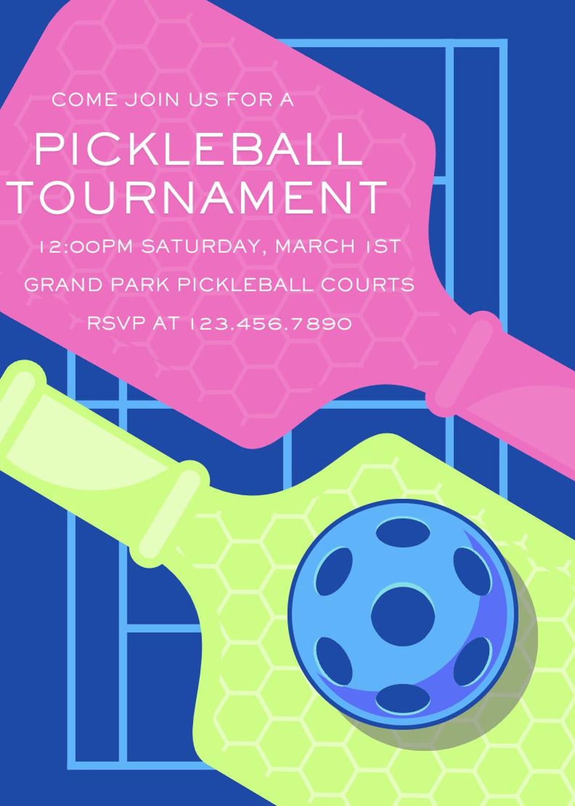 Editable Pickleball Tournament Invitation Template - Instant Download ...