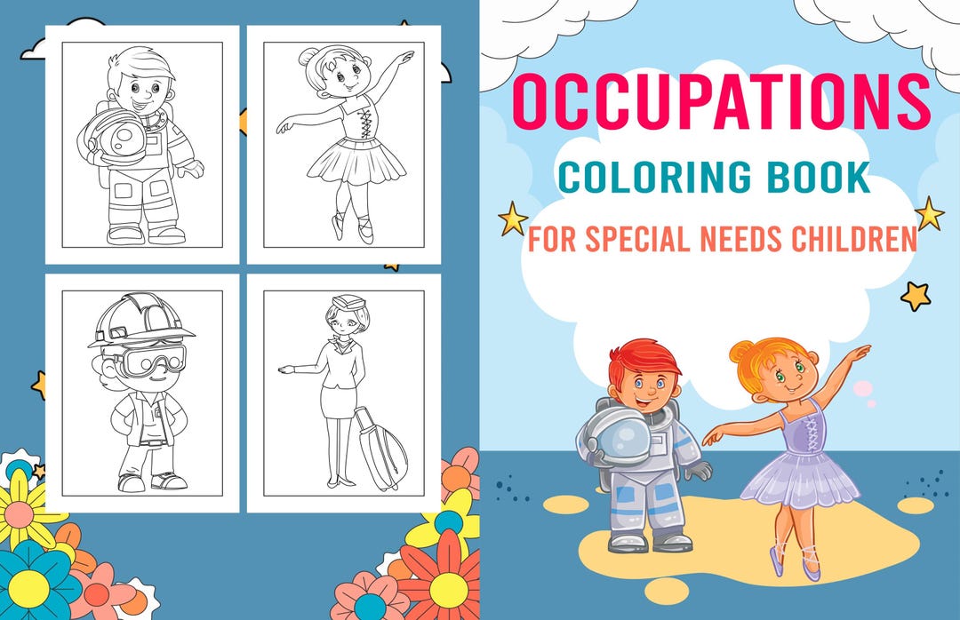 Occupations Coloring Book for Special Needs Children - Etsy