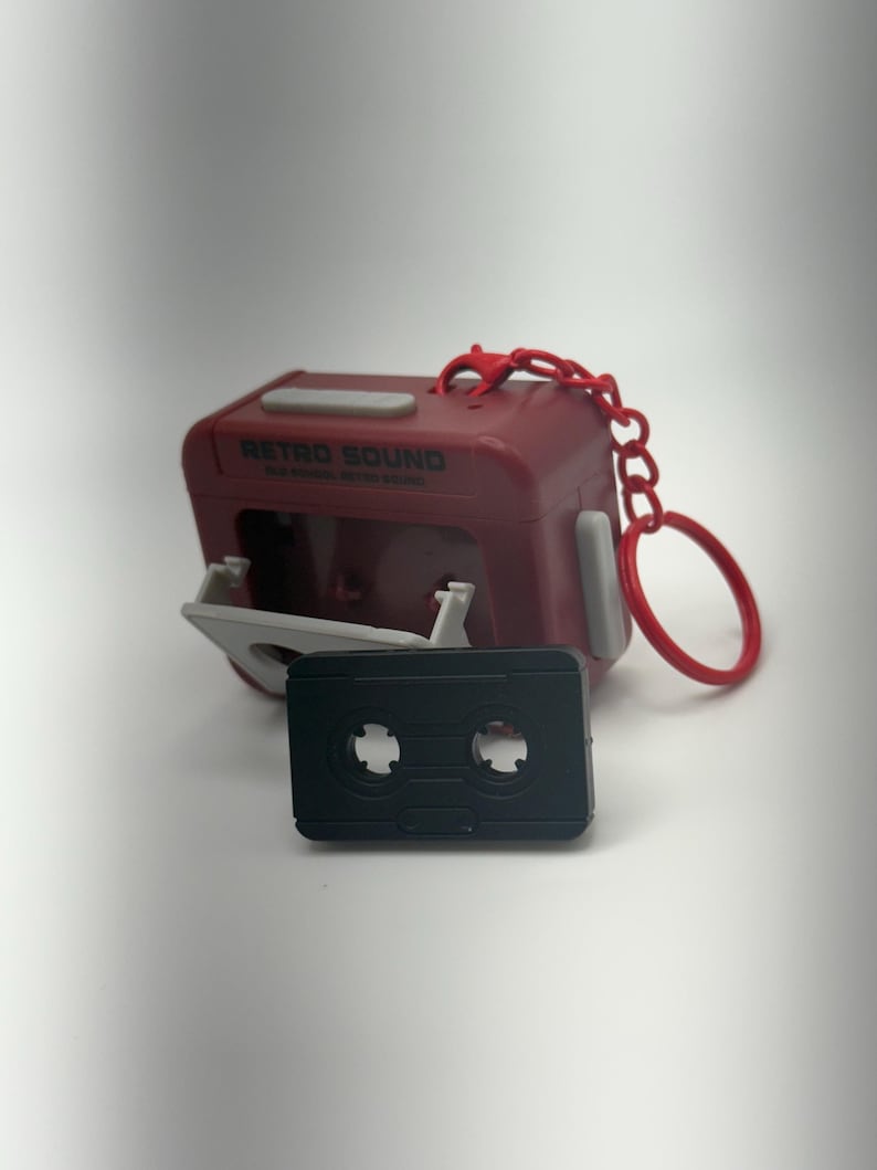 Retro Music Bag Charm – Mini Cassette Player Chain, Removable Tape, Fun ...
