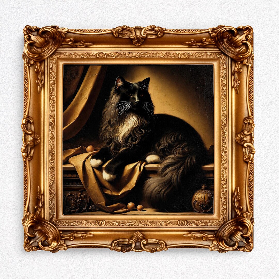 Baroque Tuxedo Cat Art Printable | Digital Download, Wall Art Print ...