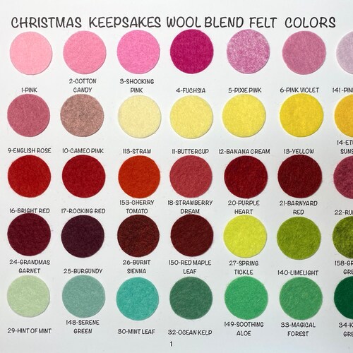 Wool Felt Sample Color Chart Wool Blend Felt Chart 152 - Etsy