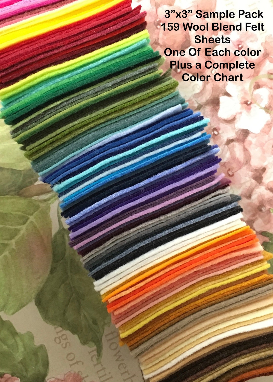 Complete Set of 159 -3"x3" Wool Blend Felt Sheets Plus a Color Chart ...