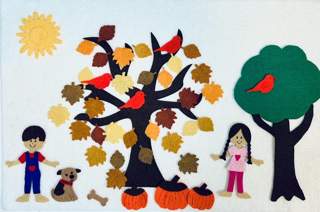 Fall Felt Board, Felt Board, Felt Board With Trees, Leaves, Pumpkins ...