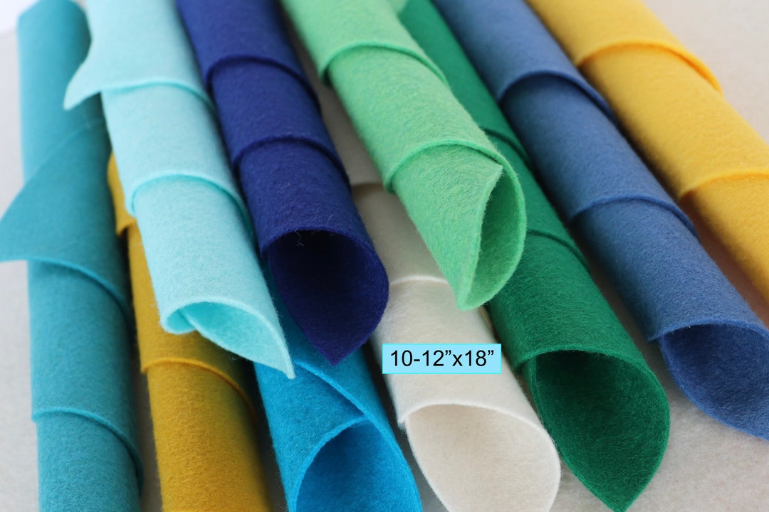 Peacock Colors Wool Blend Felt Collection, Craft Fabric (10-12"x18 ...