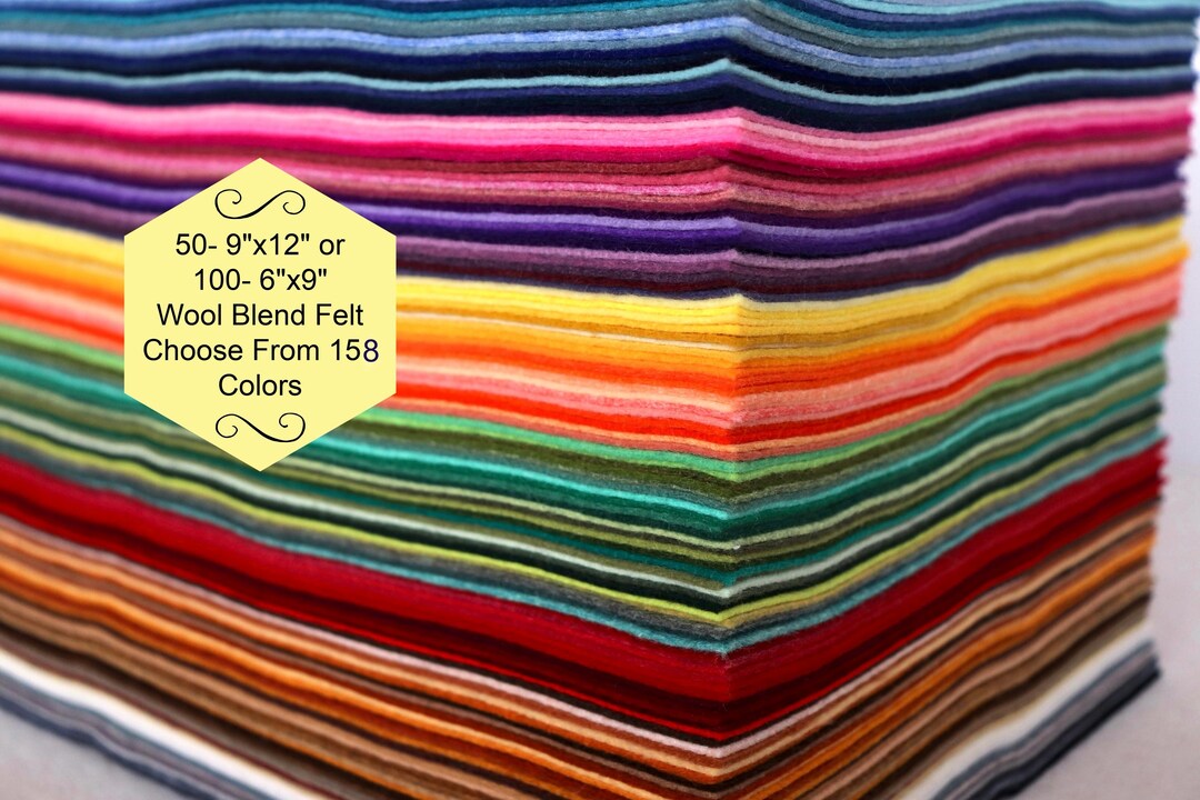 Wool Felt Sheets, 50 9"x12", 100 6"x9", Choose Your Own Colors ,wool ...