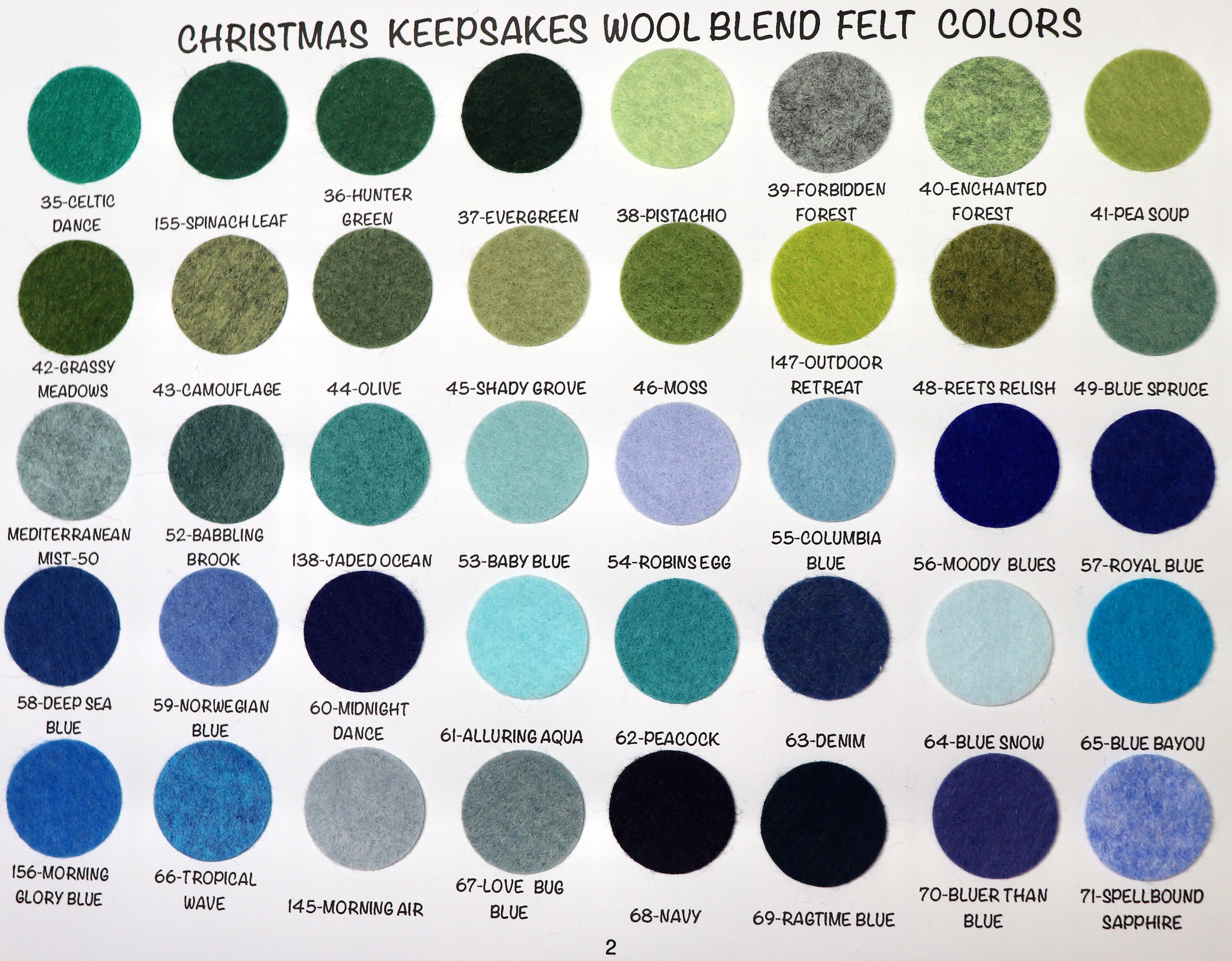 Wool Felt Sample Color Chart Wool Blend Felt Chart 154 - Etsy
