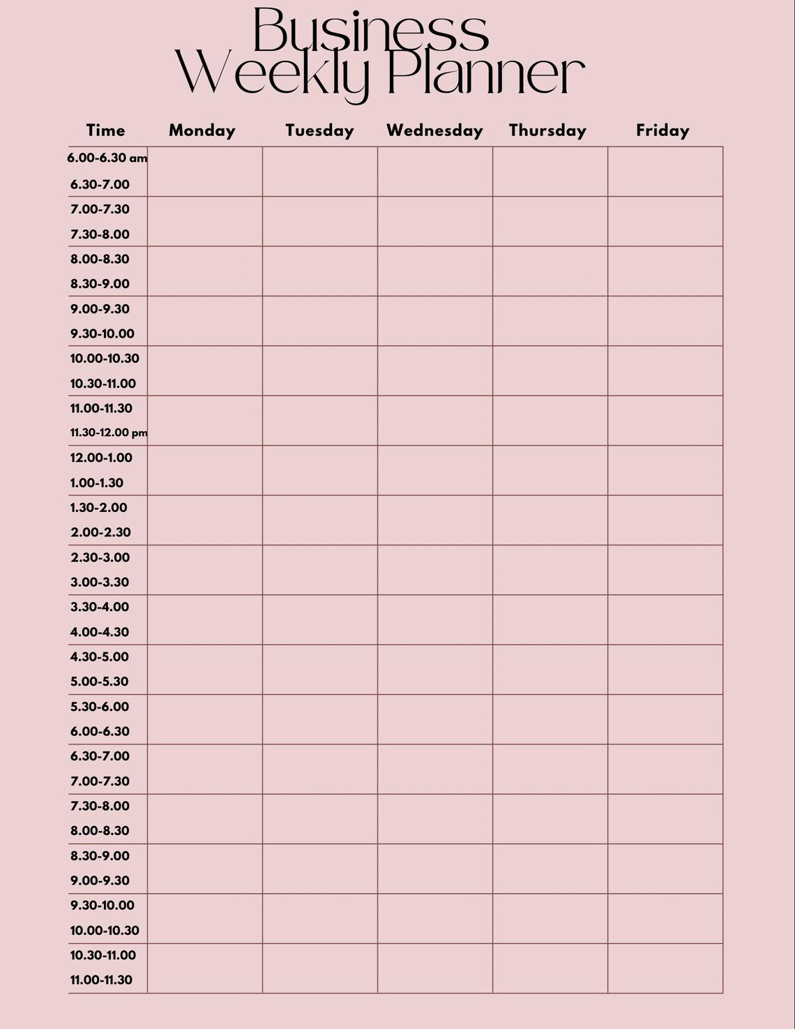 Business Weekly Planner - Etsy