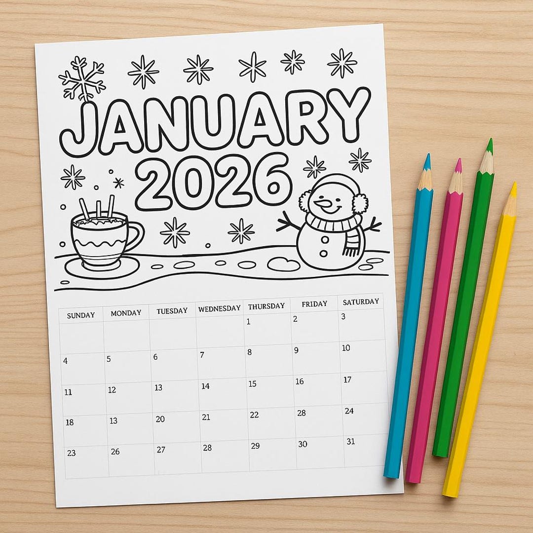 2026 Coloring Calendar for Kids Fun Printable Monthly Pages - Etsy
