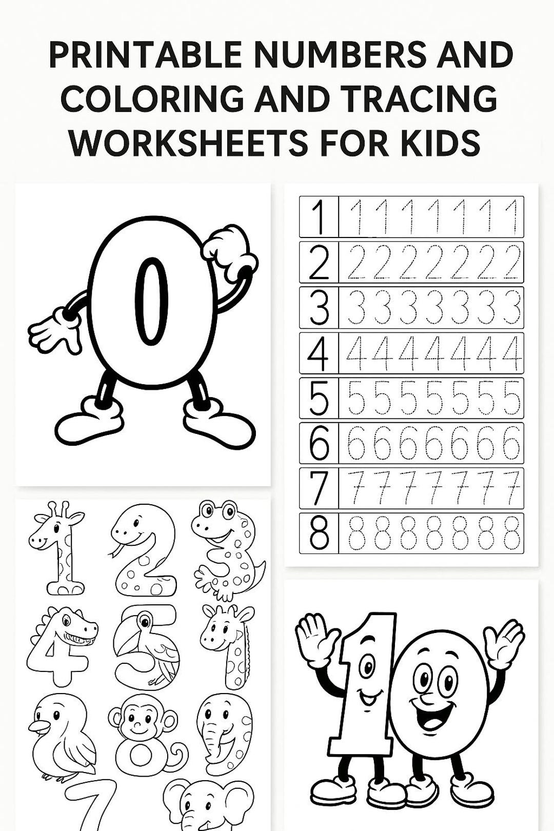 Printable Numbers Coloring and Tracing Worksheets for Kids - Etsy