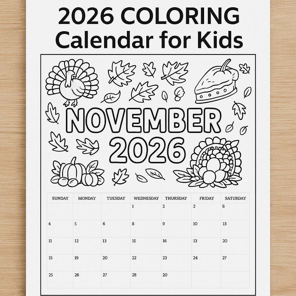 2026 Coloring Calendar for Kids Fun Printable Monthly Pages - Etsy
