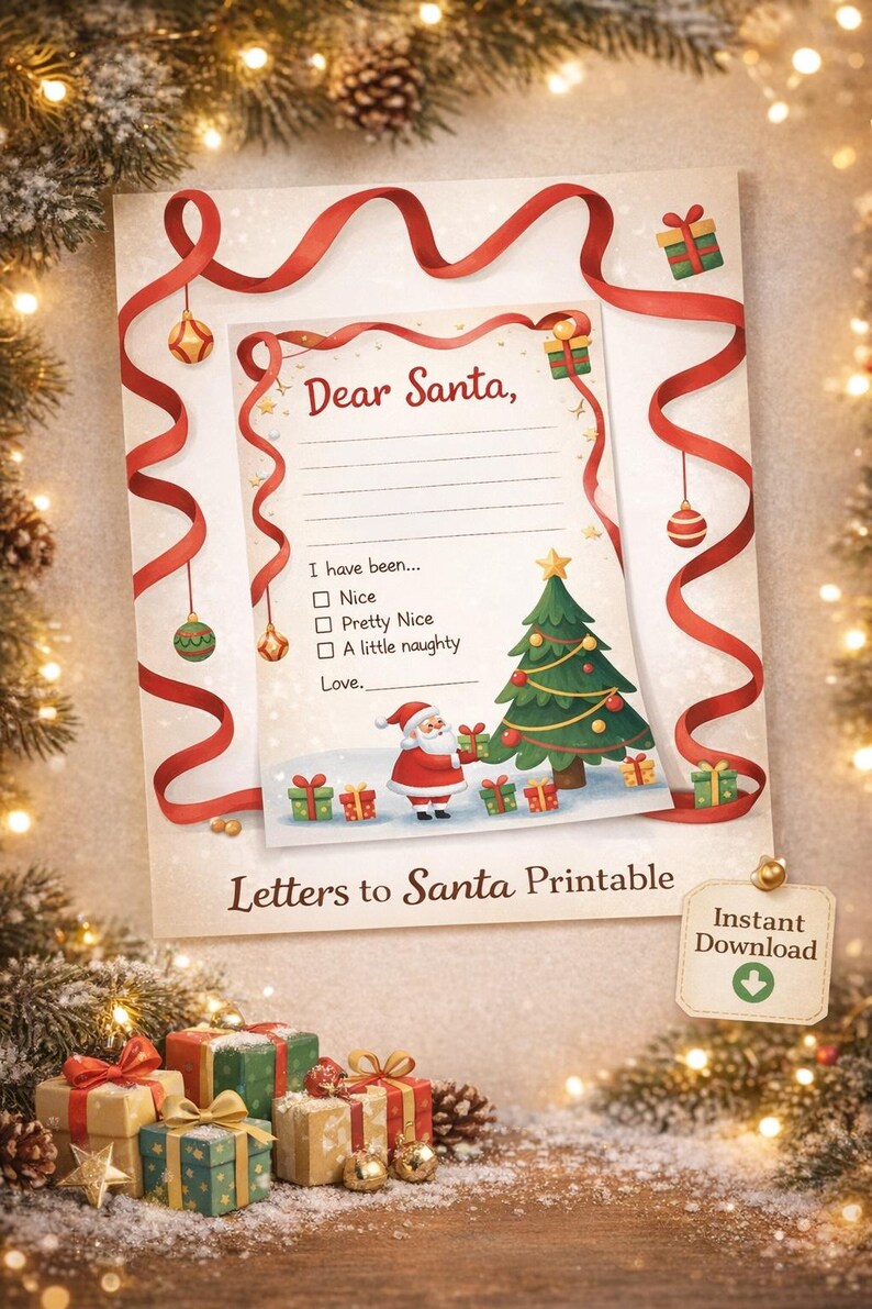 Letters to Santa Printable for Kids | Christmas Writing Activities ...