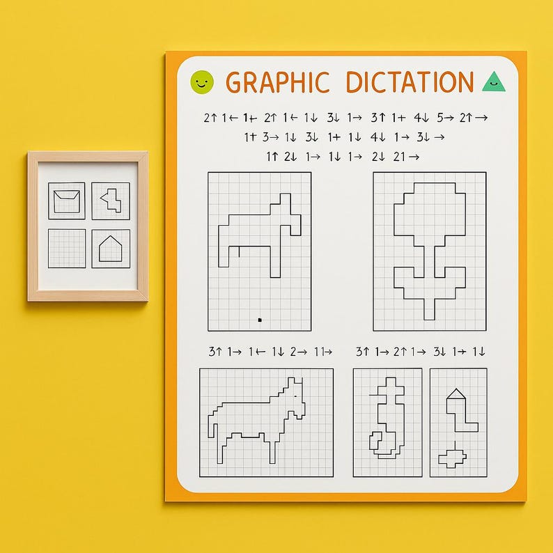 Graphic Dictation Worksheets for Kids | Follow the Arrows Drawing ...