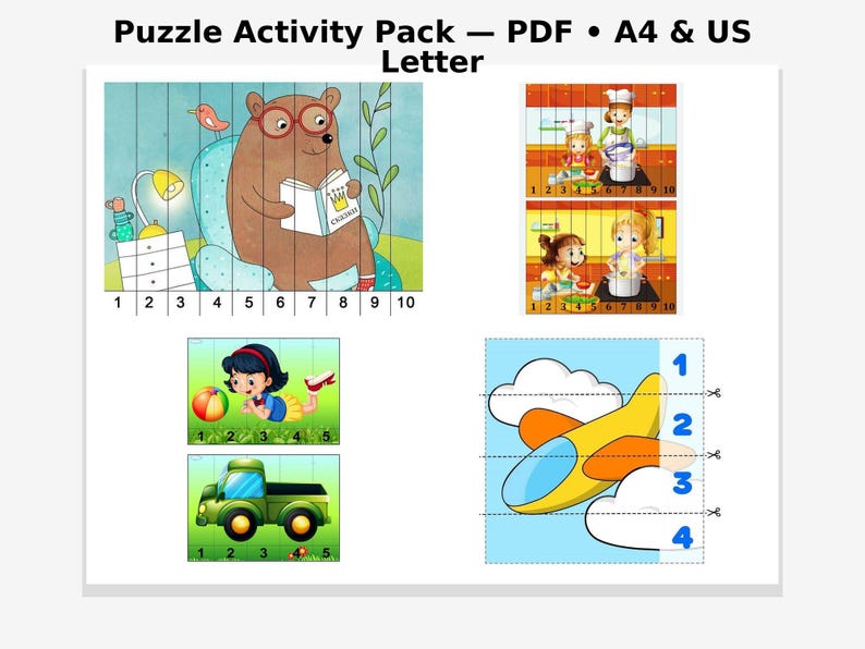 Printable Puzzle Worksheets for Kids | Cut & Match Activities ...