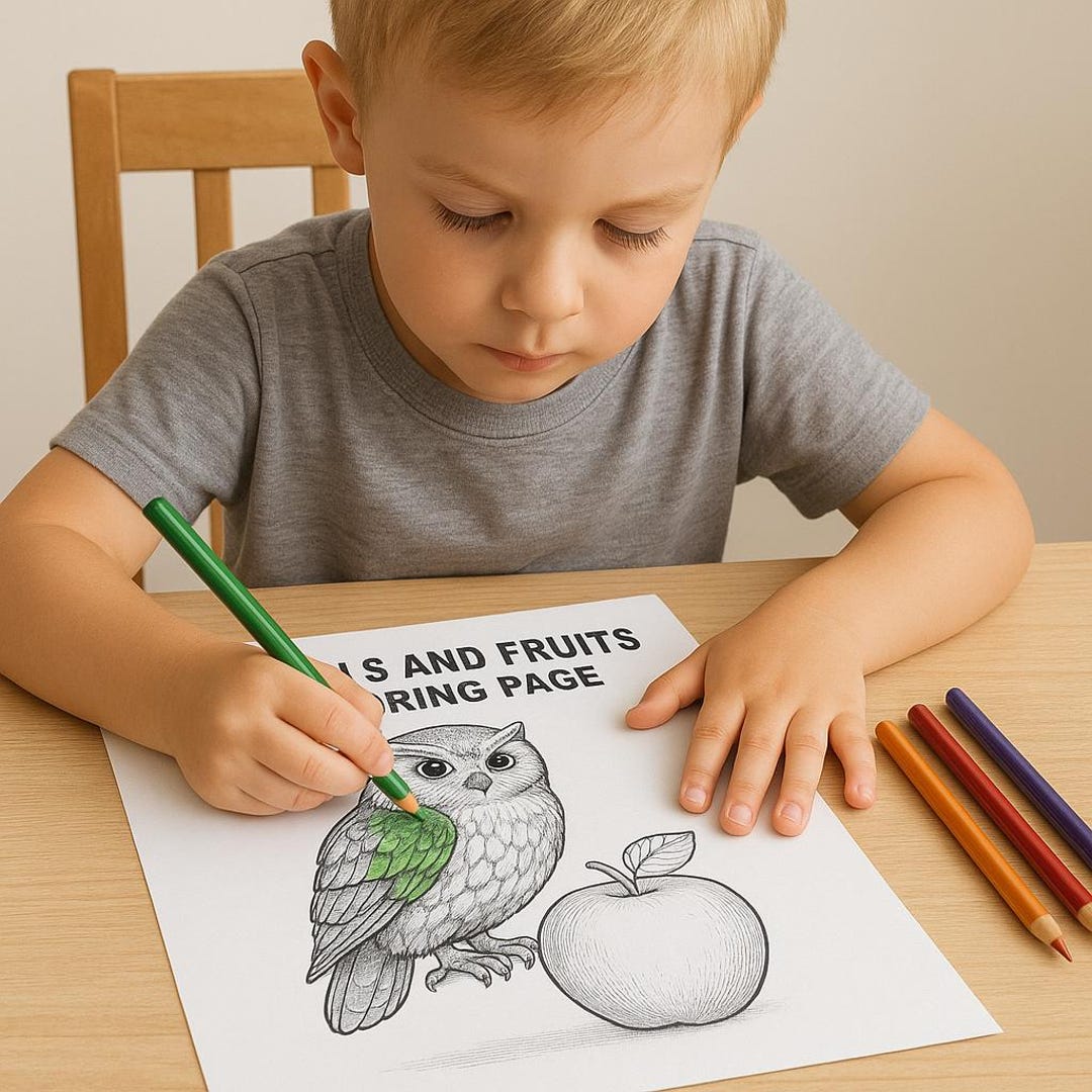 Animals and Fruits Coloring Pages for Kids | Winter Printable (PDF) - Etsy