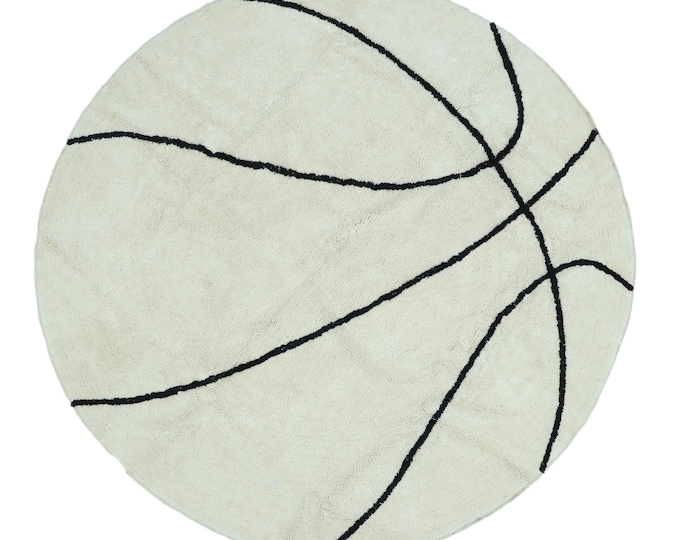 Basketball Rug - Round Washable Kids Rug | Sports Bedroom Decor | Boys ...