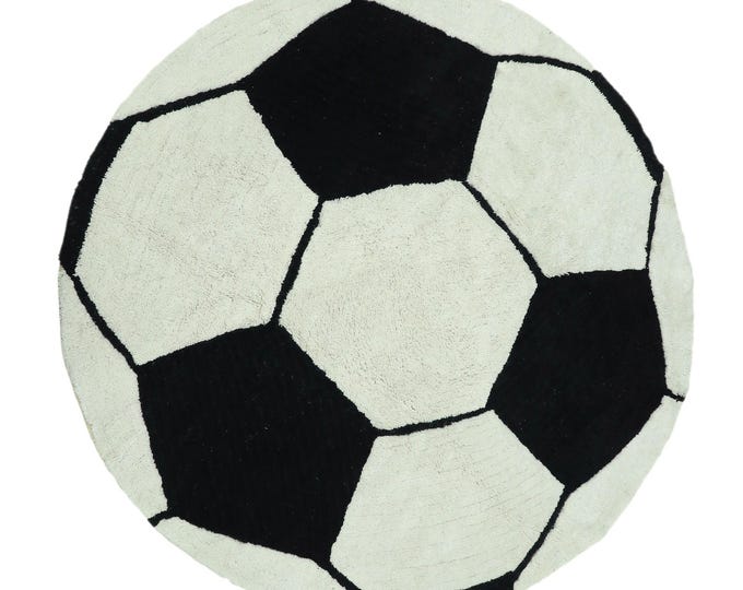 Soccer Rug - Round Washable Kids Rug | Football Bedroom Decor | Boys ...