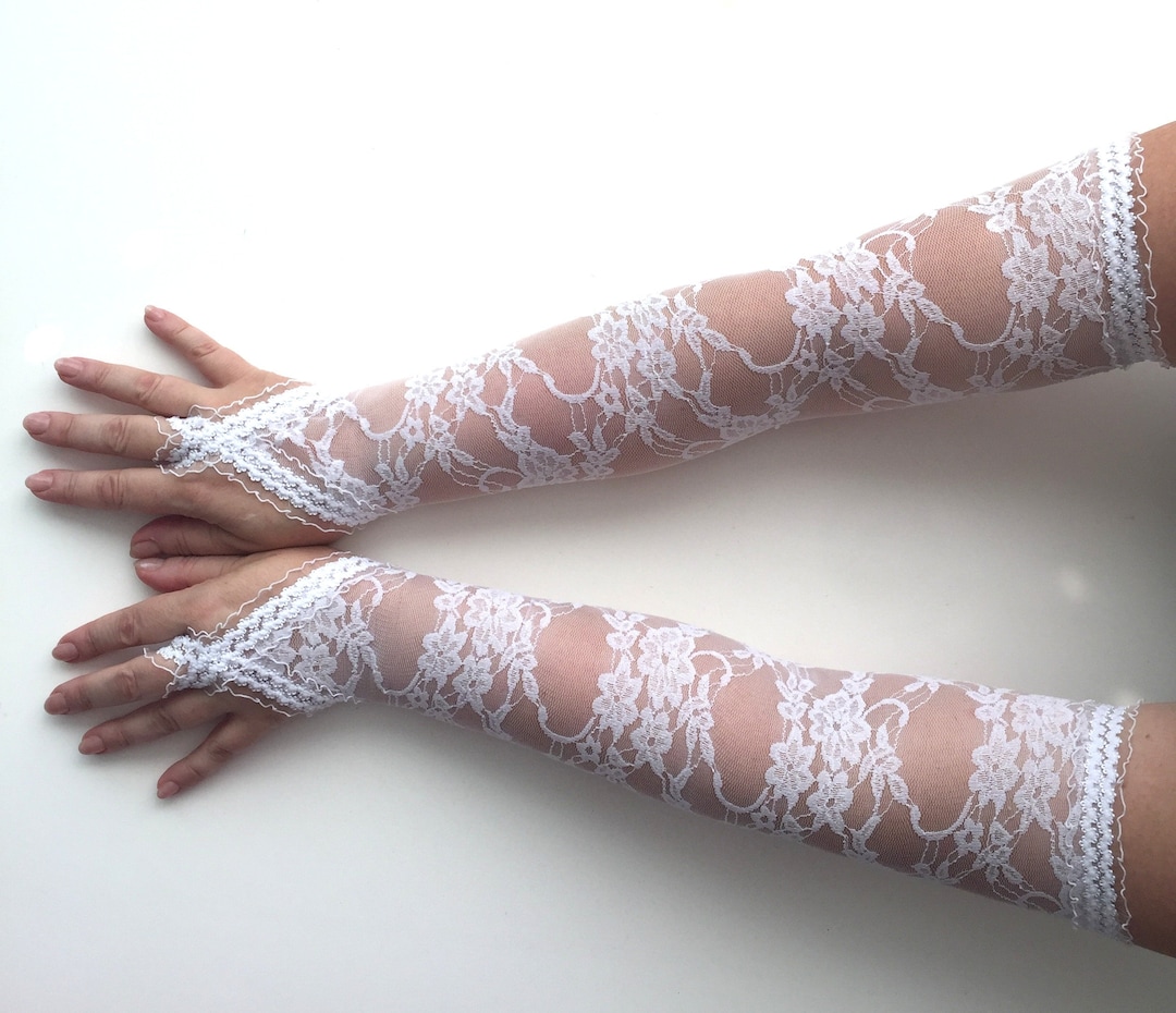 Wedding White Lace Gloves, Long Wedding Gloves, White Lace Gloves ...