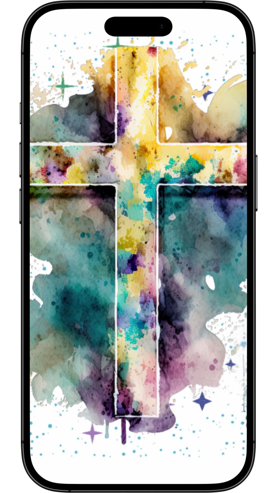 Religious Smartphone Wallpaper, Religion, Cross, Faith, Colourful. - Etsy