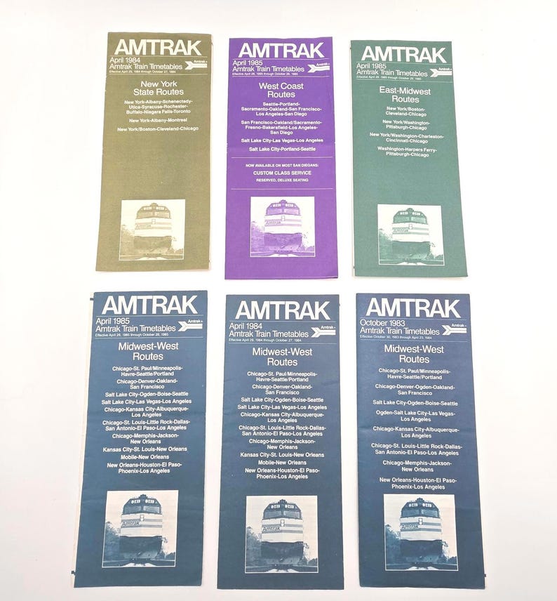 Vintage AMTRAK Train Timetables Brochure Collection (1984 + 1985) - Etsy