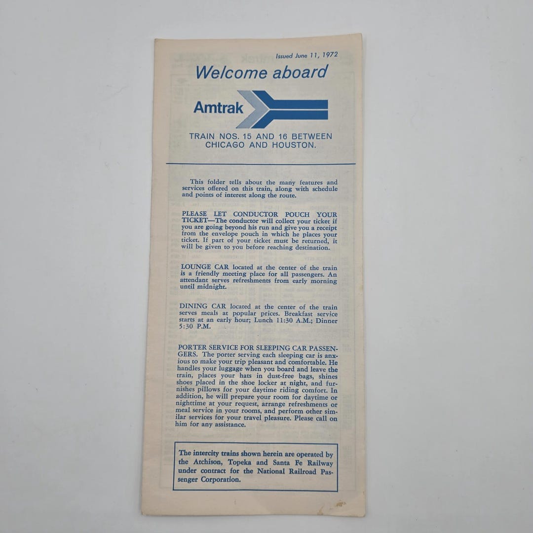 Vintage 1972 Amtrak Welcome Aboard Brochure - Etsy Vintage 1972 Amtrak Welcome Aboard Brochure - Etsy