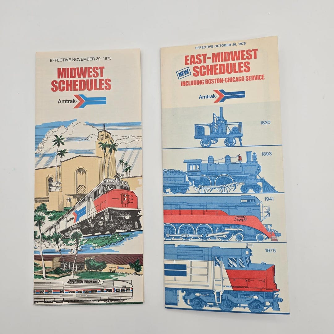 Vintage Amtrak Train Midwest Schedule Brochures Set of 2 (1975) - Etsy