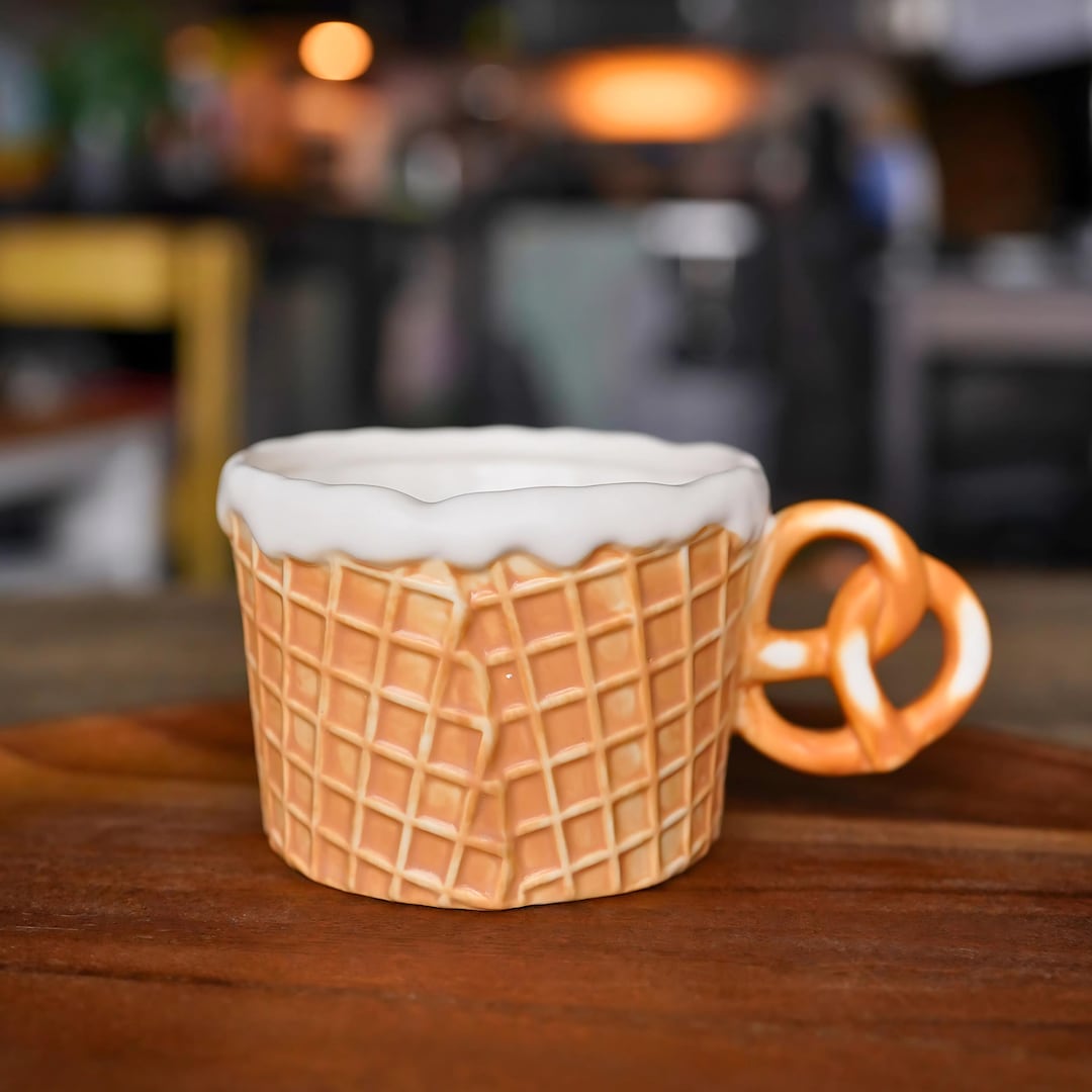 Waffle Biscuit Ceramic Mug & Plate/dinnerware/mother’s Day/brunch ...