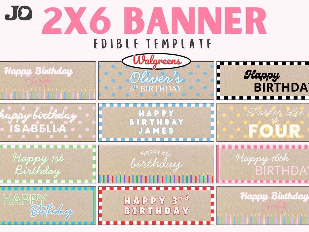 Editable 2x6 Birthday Banner Template | Large Photo Poster (digital ...