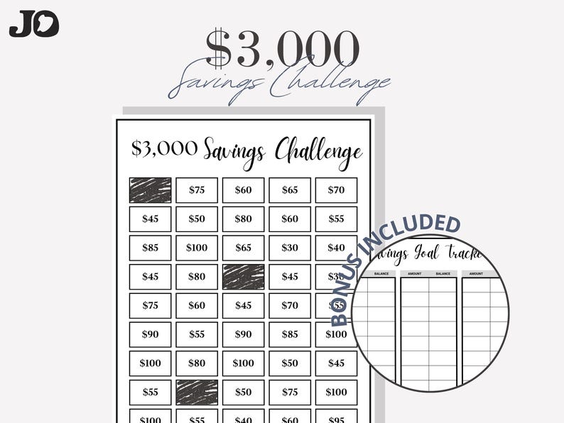 3K Savings Challenge Printable - 8.5x11 Digital Download - Budget ...
