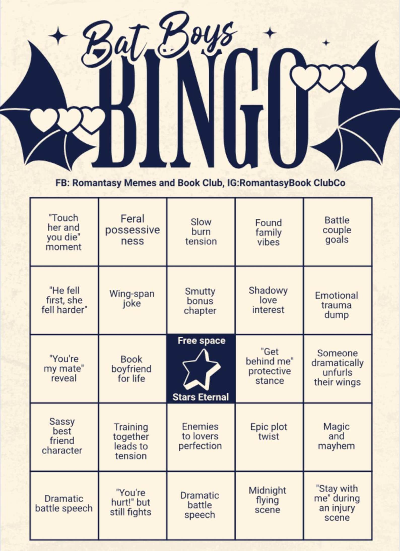 DIGITAL DOWNLOAD - Bat Boys Romantasy Bingo - Etsy
