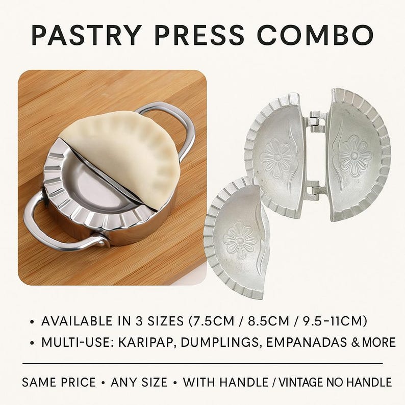 Pastry Press – Curry Puff, Dumpling & Empanada Maker (with Handle / Vintage No Handle Style) - Etsy