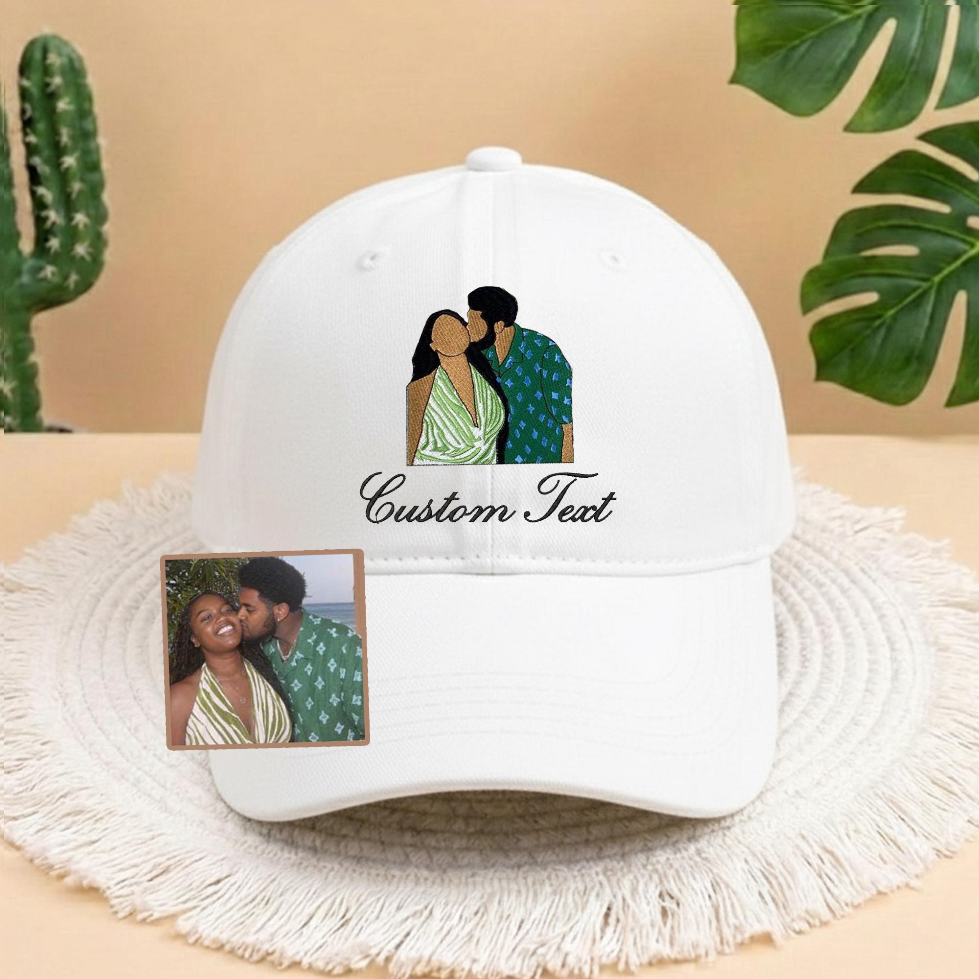 Embroidered Custom Photo Couple Hat, Embroidery Text, Logo Hat, Cap ...